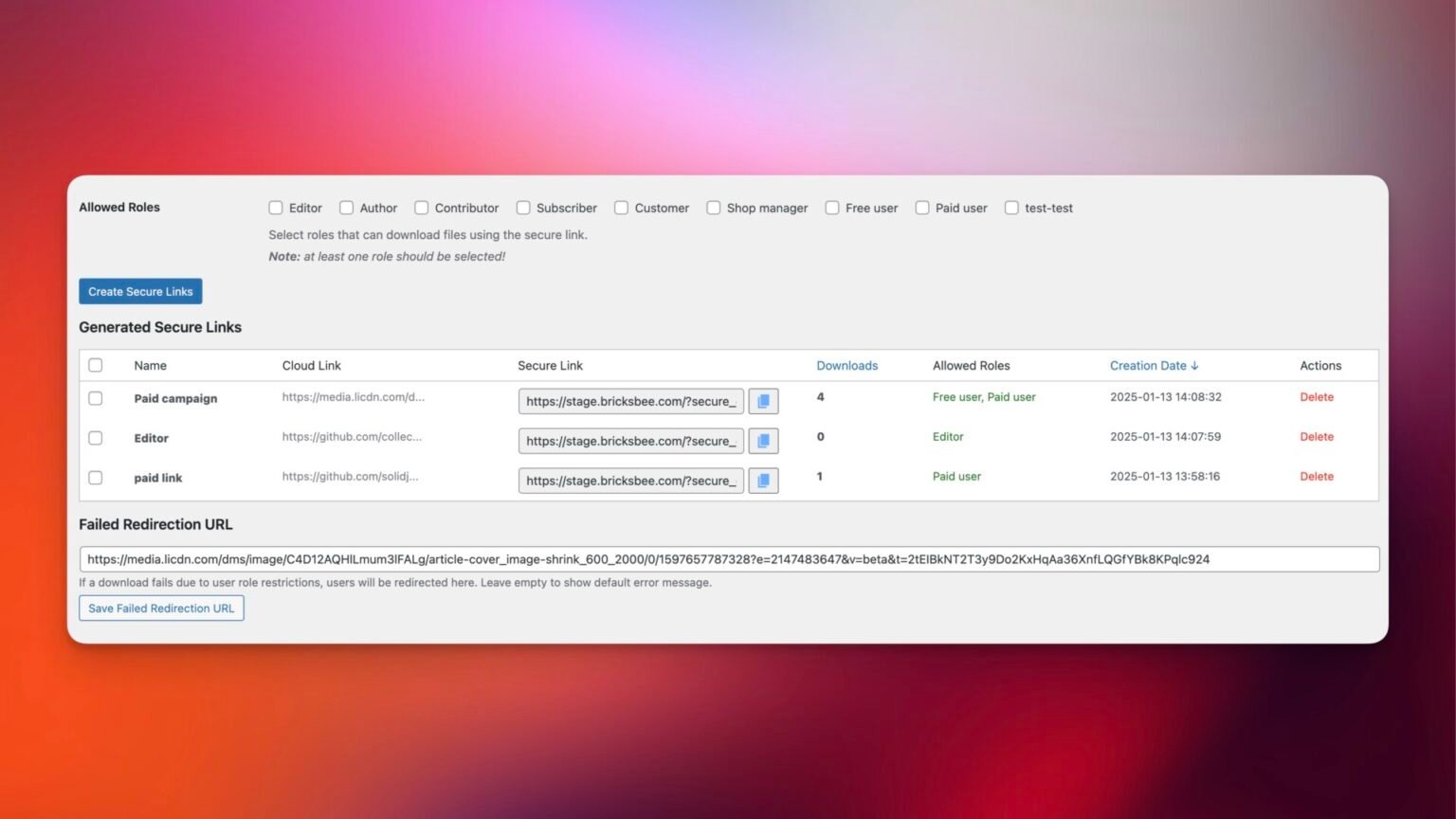 Secure Downloads for Cloud Links | BricksBee